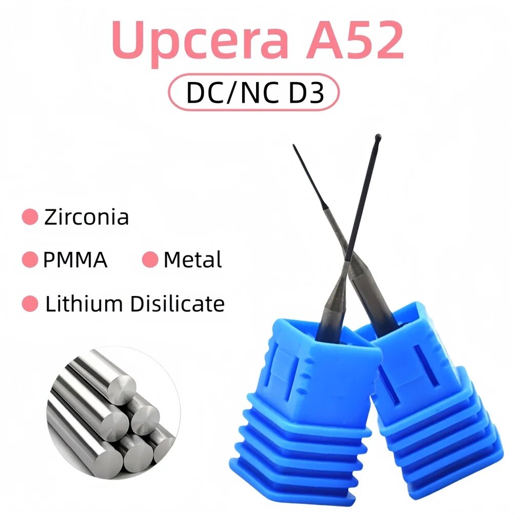 Фрезы Upcera A52 для стоматологии, алмазное покрытие 0.6-Zirconia-DC