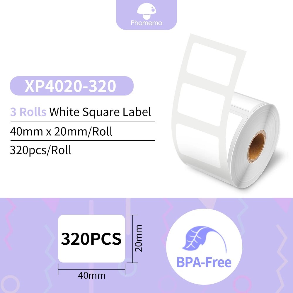 Phomemo наклейки для M110/M200 Белый, 40x30mm (3Rolls)