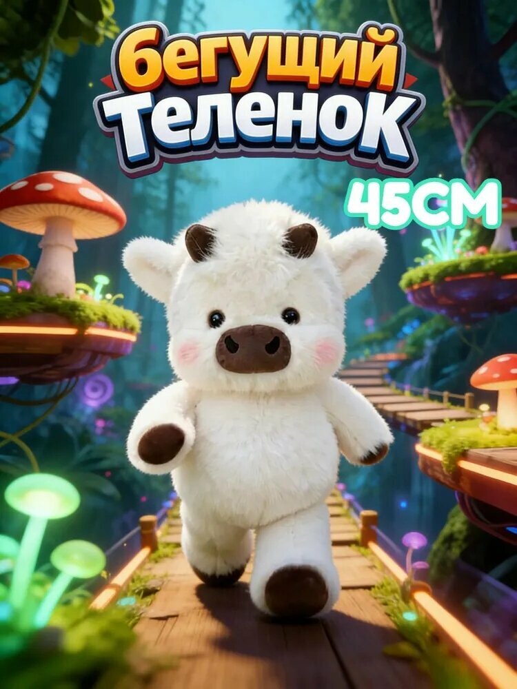 Бегущий теленок игрушка мягкая