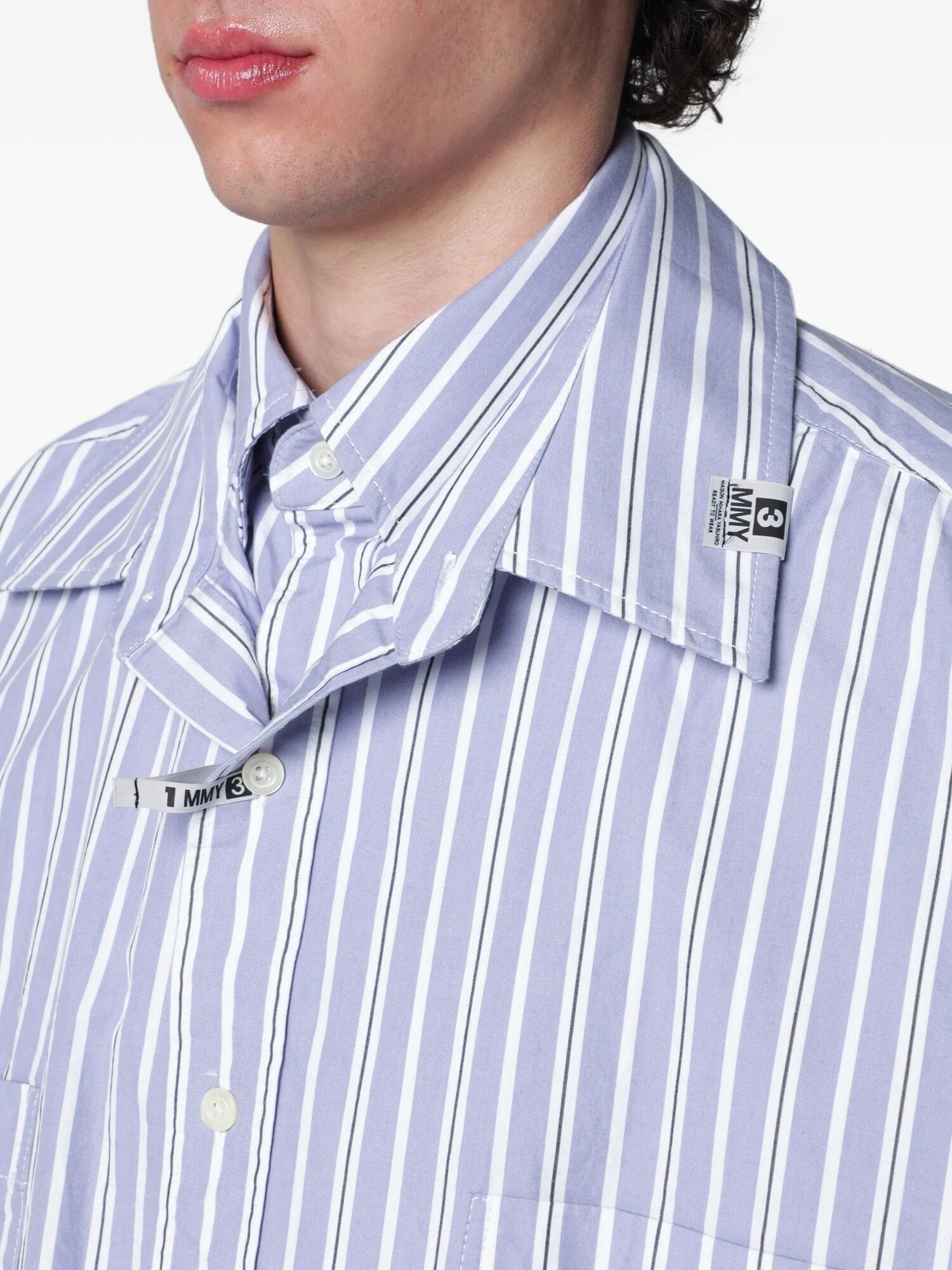 Рубашка MAISON MIHARA YASUHIRO Striped double-collar shirt, размер 48 — фото 1