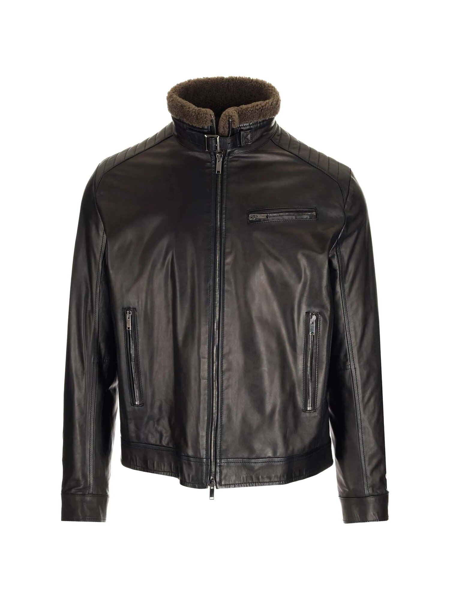 Куртка Quilted-shoulder leather jacket