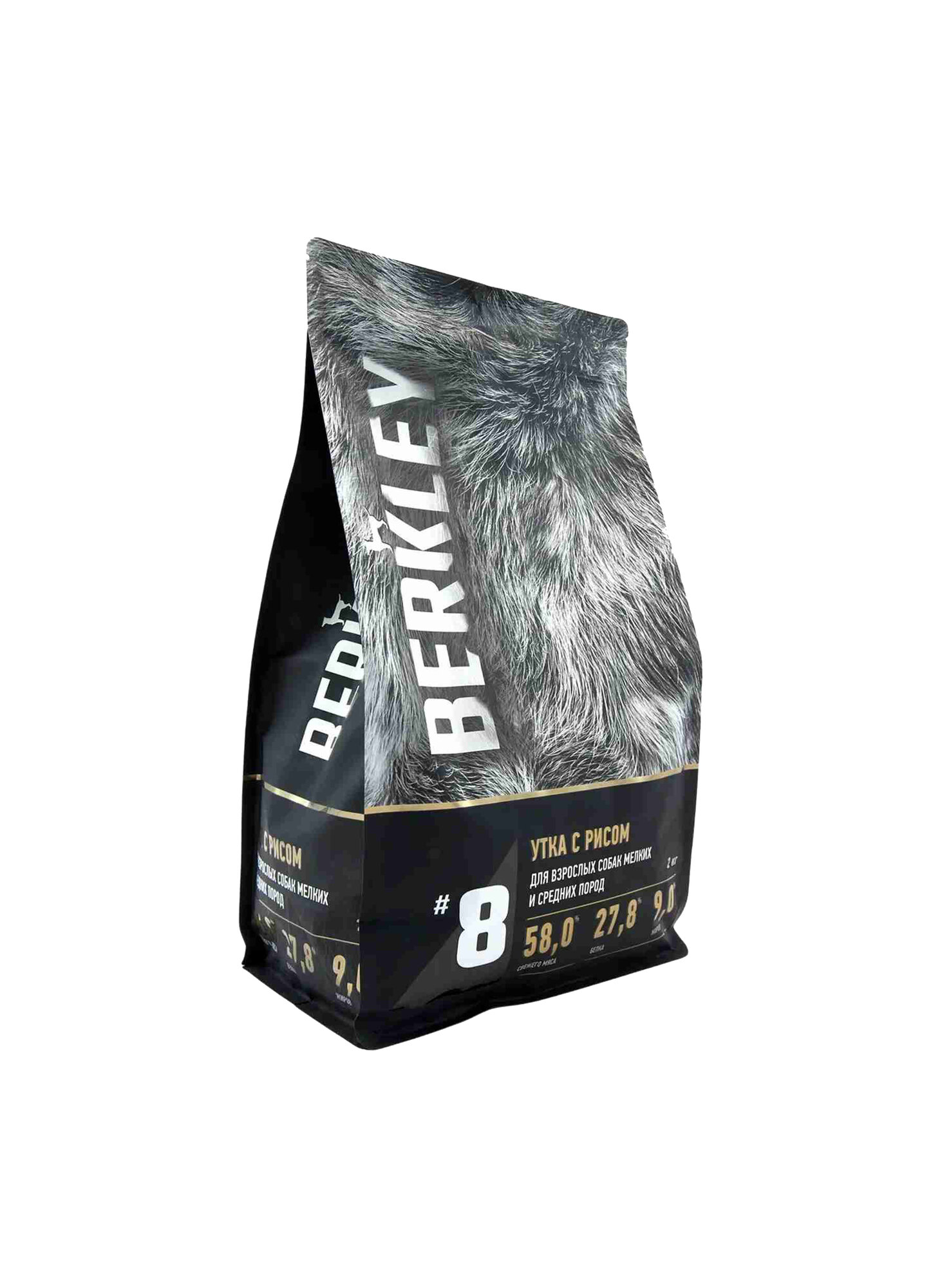 Berkley №8 сухой корм для взрослых собак мелких и средних пород с уткой и рисом - 2 кг