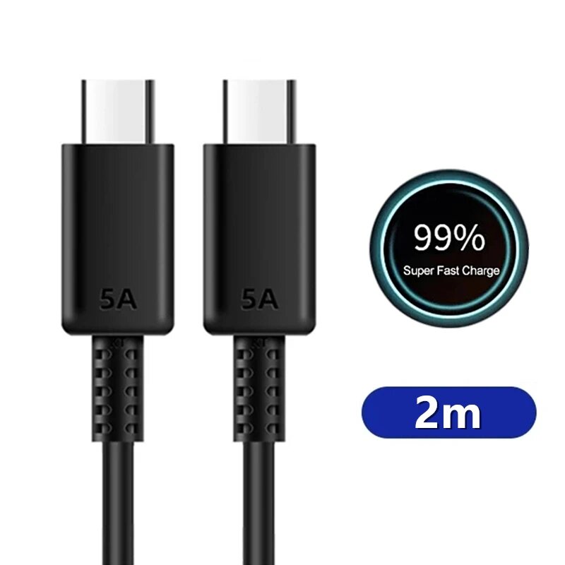 Кабель USB-C На USB-C 5A 45W Для Быстрой Зарядки Samsung S22 S23 FE S24 S25 S26 Ultra A35 A36 A53 A54 A55 - Зарядный Шнур Type-C