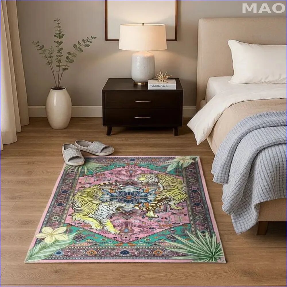 Ковер 160x230 см с рисунком тигра, прямоугольный ковер для гостиной, синий