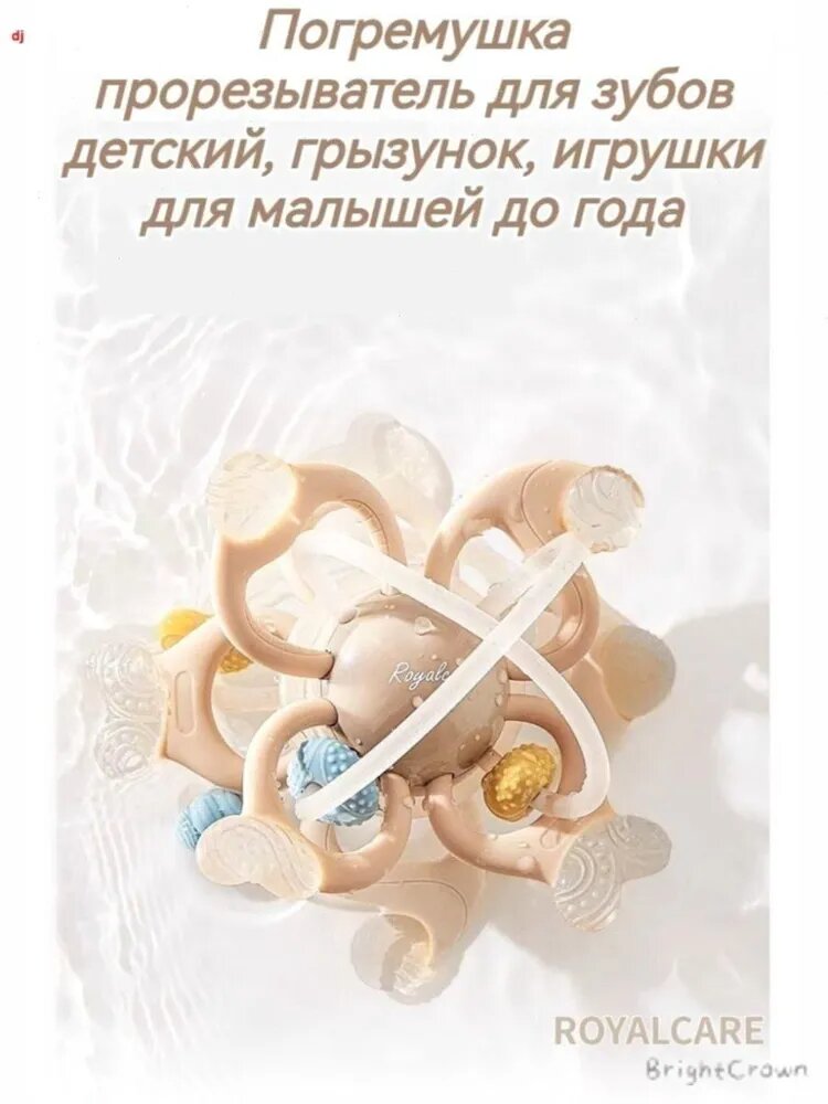 Погремушка прорезыватель для зубов детский ROYALCARE, грызунок, Манхэттенский мяч-прорезыватель, игрушки для малышей до года