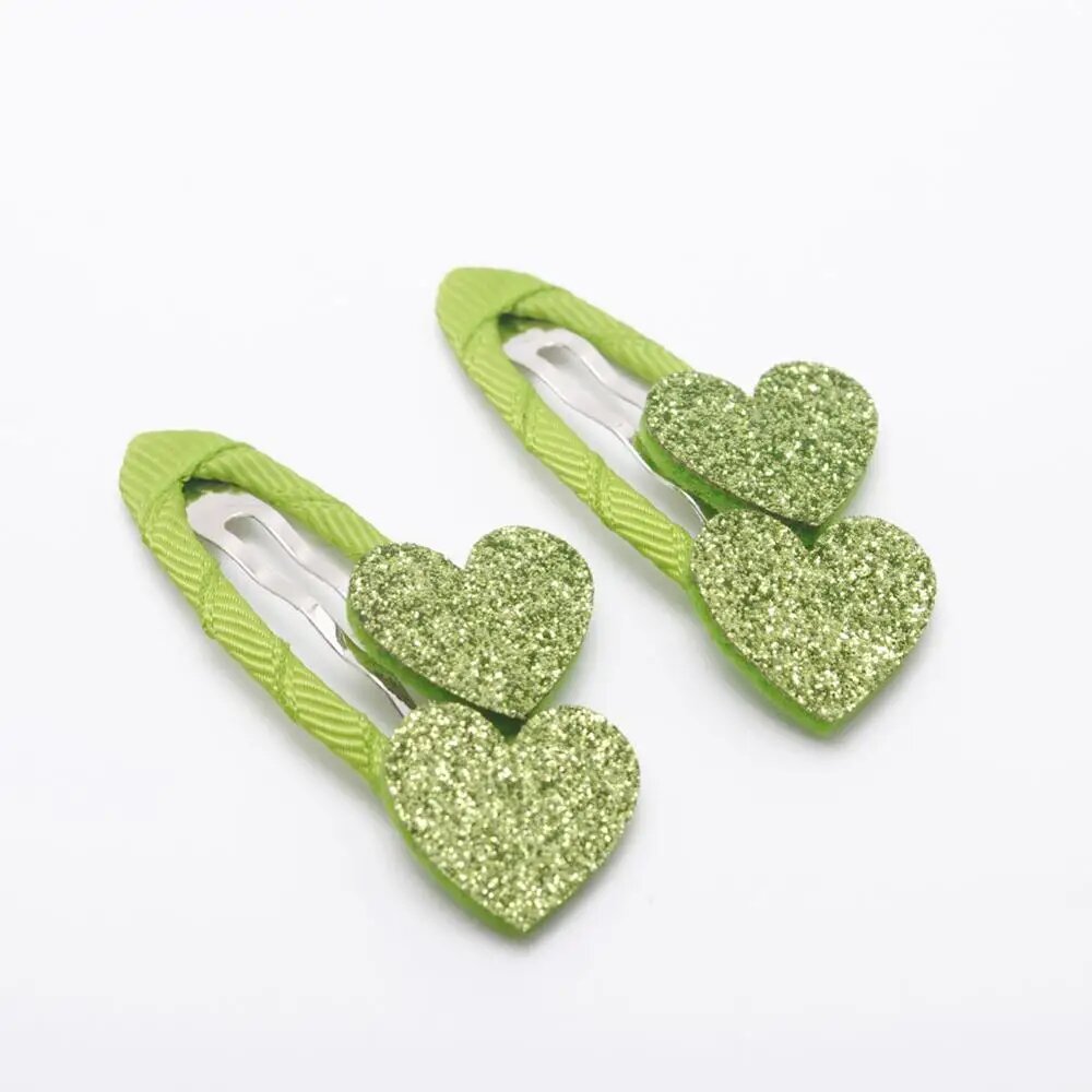 Детские заколки сердечки Зеленый, Green Hair clip