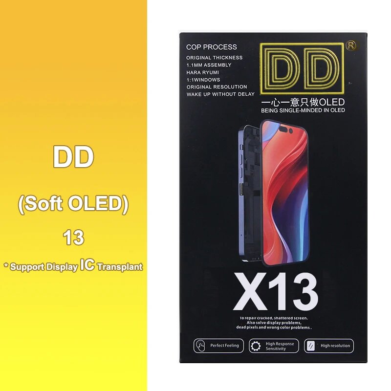 DD OLED-экран LCD для iPhone 12 13 14 15 16 16e 17 Pro Max Plus Mini, сенсорный дисплей 13 (Soft-IC)