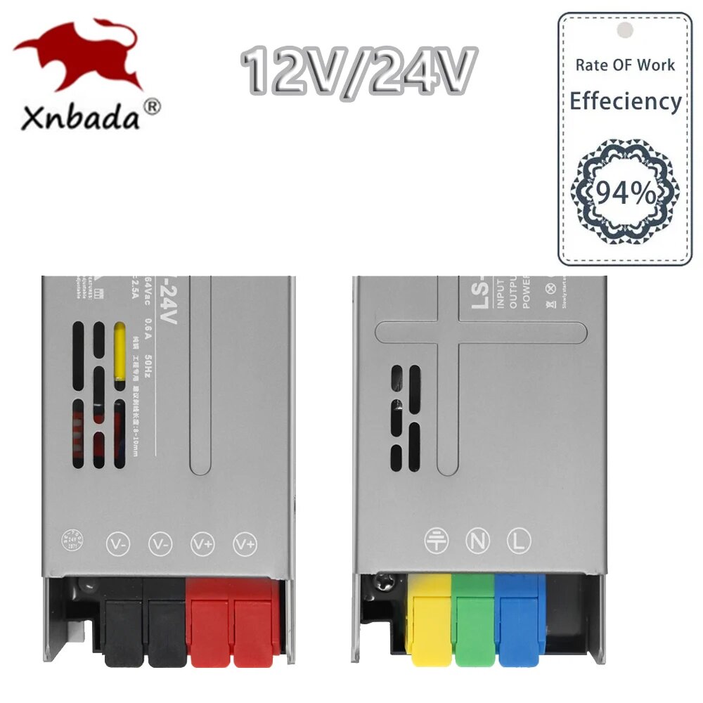 Xnbada Трансформаторы питания LED 60W-400W AC170-264V DC12V/24V DC24V, 60W