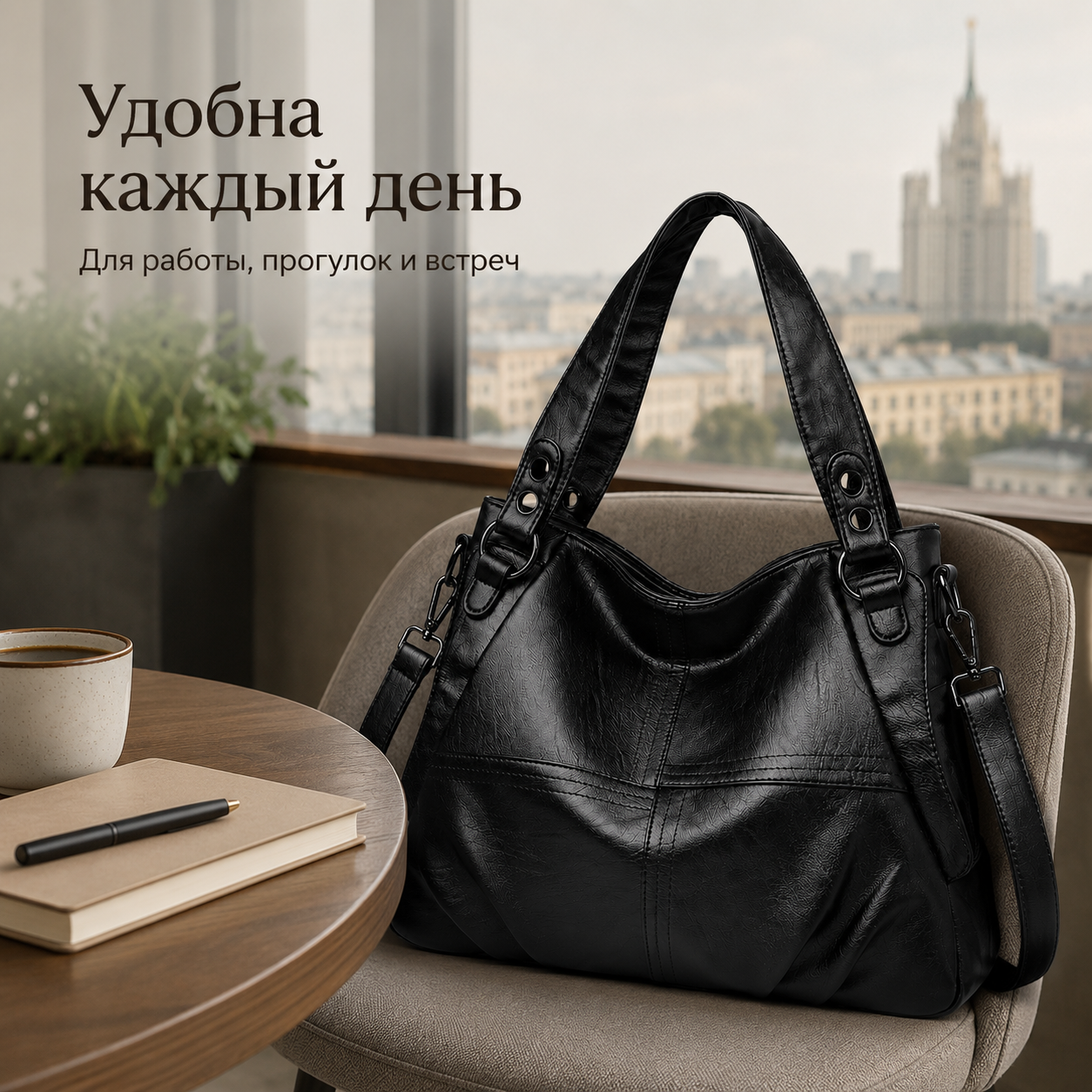 Женская сумка-хобо из натуральной кожи, большая черная сумка на плечо с ремнем, мягкая повседневная