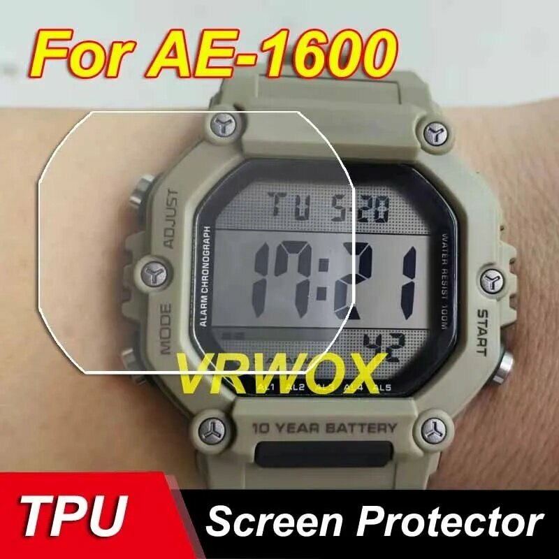 2шт Защитная пленка для экрана TPU Nano для часов For AE-1600H-1A AE-1600H-5A, защитная пленка для экрана с полным покрытием HD Clear с защитой от пузырьков и царапин