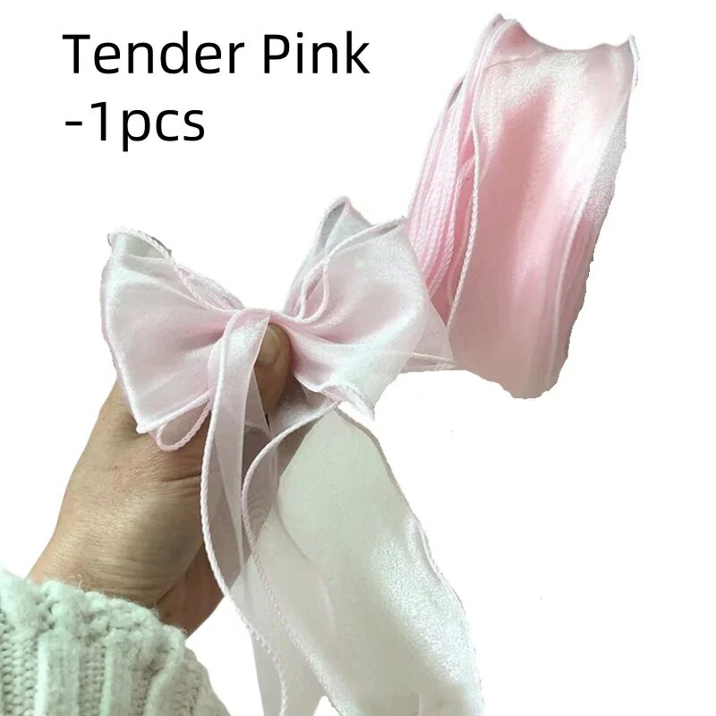 Лента органза вискоза/нейлон 5 м Розовый, Tender Pink 15-1pcs