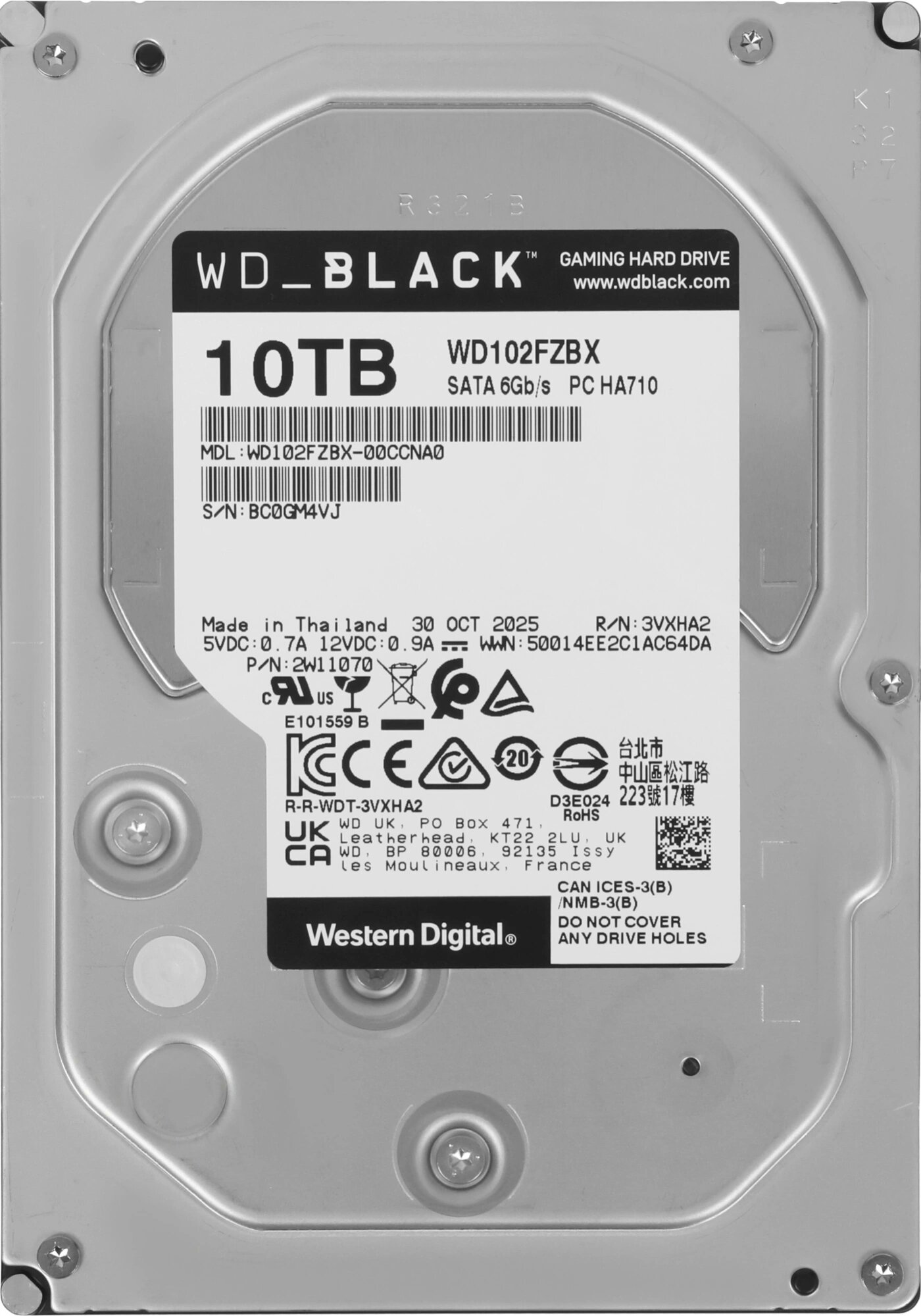 Жесткий диск 10TB WD SATA-III WD102FZBX Black 7200rpm 3.5"