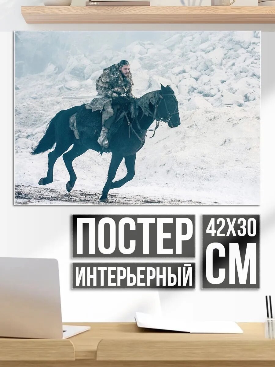 Плакат постер Всадник в снегах