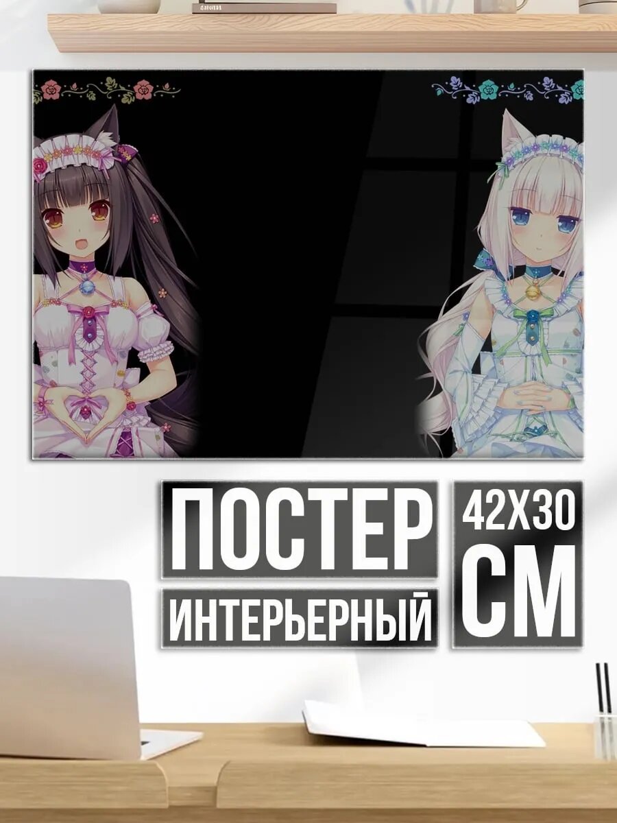 Плакат постер Кошка девушки
