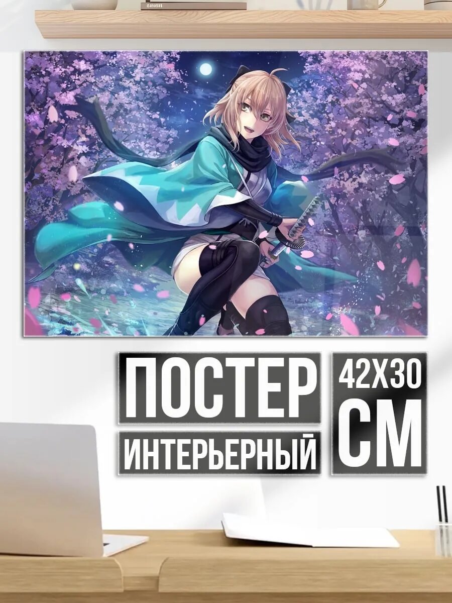 Плакат постер Аниме девушка самурай
