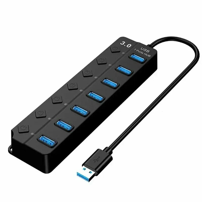 Концентратор USB 3.0, USB - распределитель, многопортовый USB - адаптер, автономный усилитель мощности, кабель 30 см