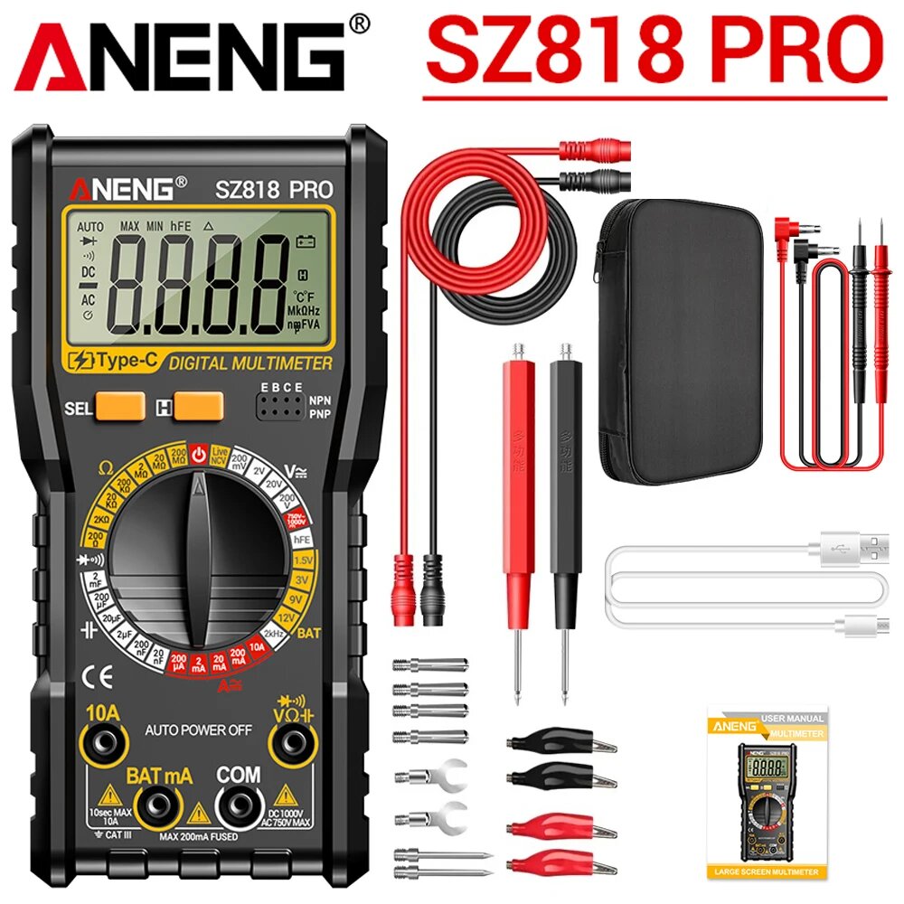 Мультиметр ANENG SZ818 PRO 1999 отсчётов
