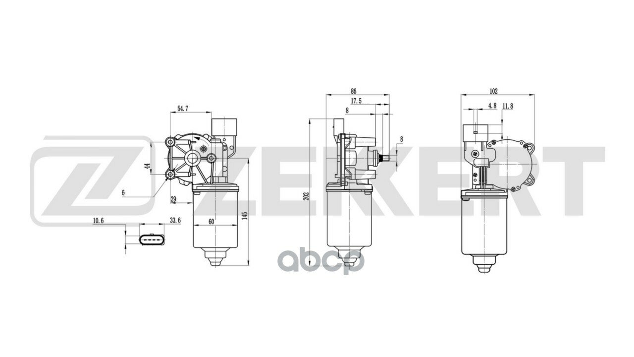 Мотор стеклоочистителя перед. VW Polo V 09- Jetta IV 10- Zekkert арт. ws-1006