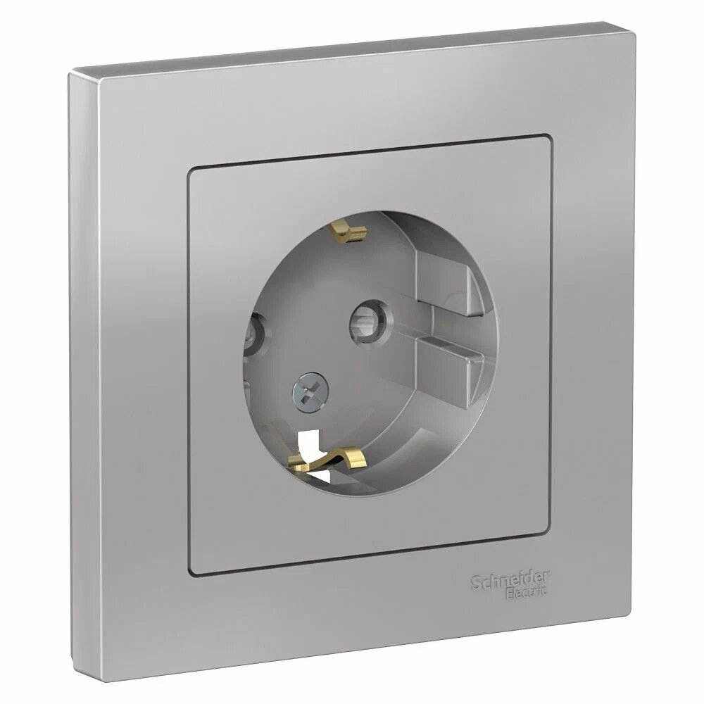 System Electric AtlasDesign Алюминий Розетка с/з со шторками, 16А, в сборе ATN000344 2шт