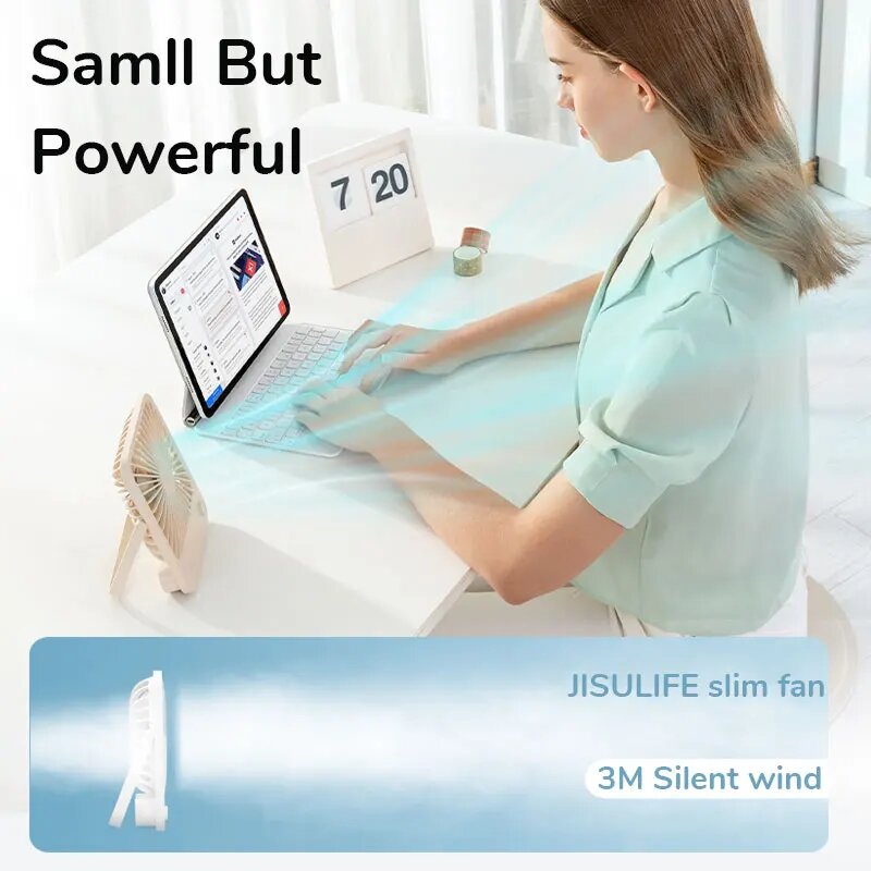 Настольный вентилятор JISULIFE Бежевый, 2000mah Light Brown — фото 1