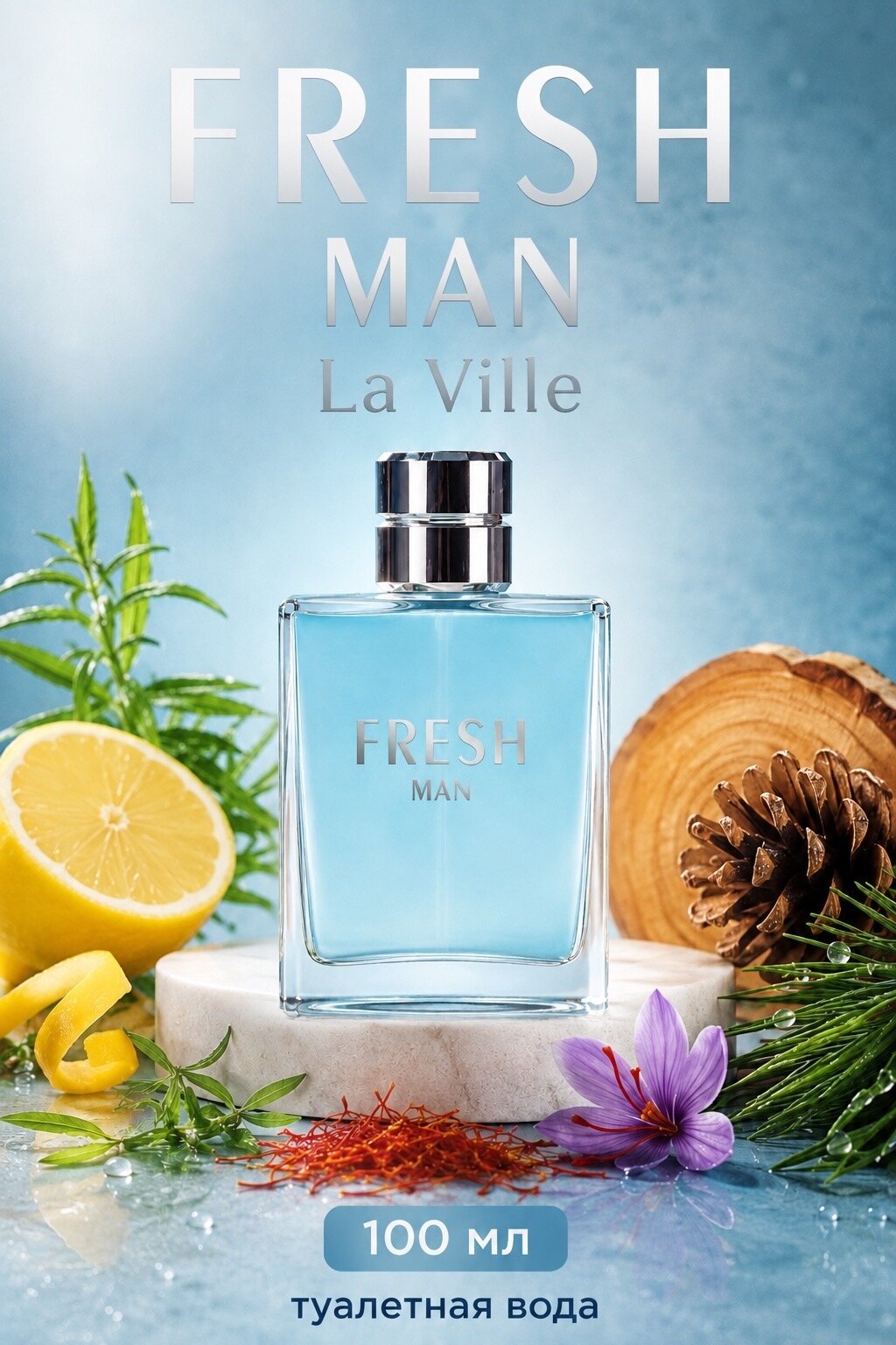 Туалетная вода мужская La Ville Fresh men 100 мл, древесный аромат