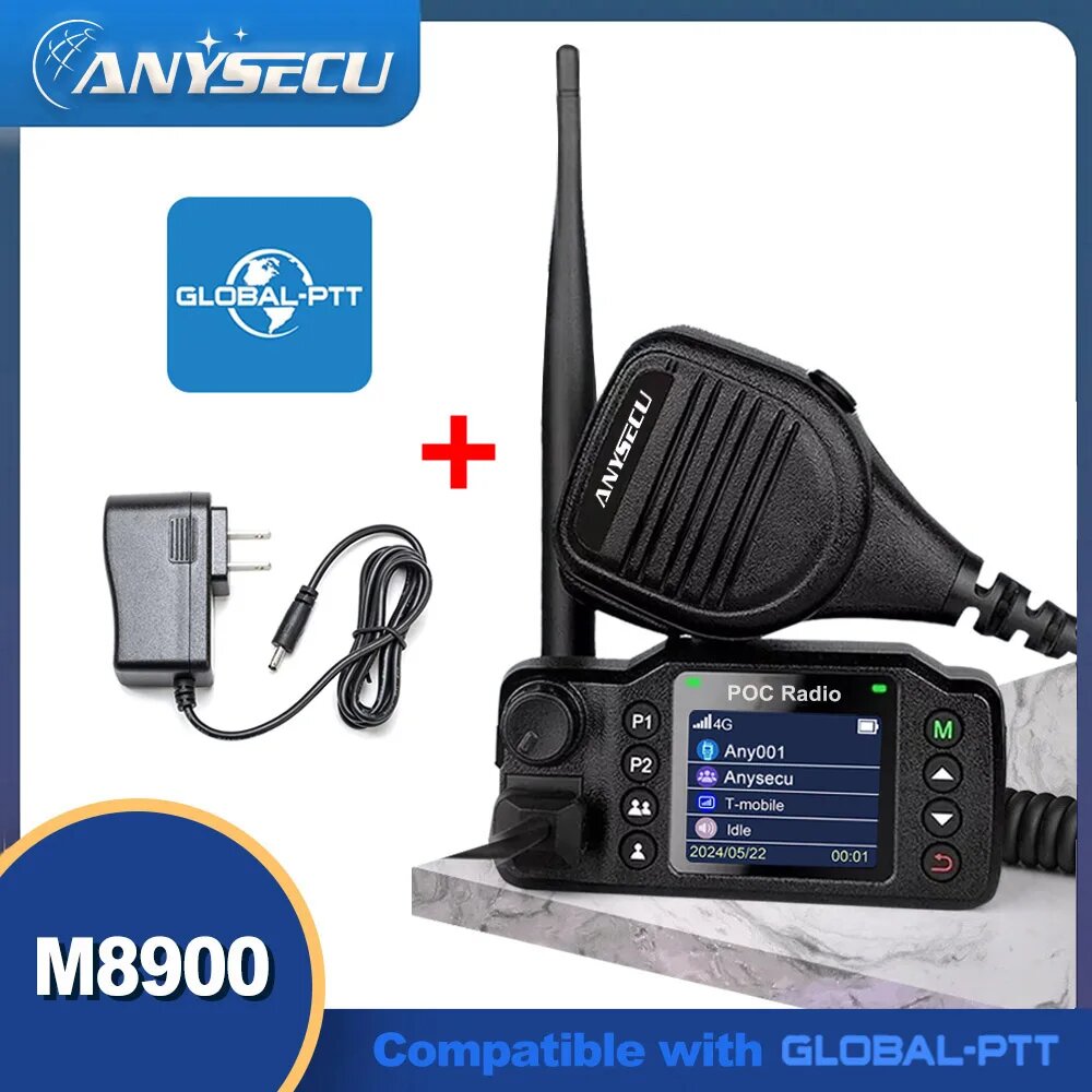 ANYSECU M8900 с операционной системой Android 5.1, 4G радиостанция с Wi-Fi, GPS и POC, мобильная радиостанция, совместимая с Zello, Real-ptt или GLOBAL-PTT