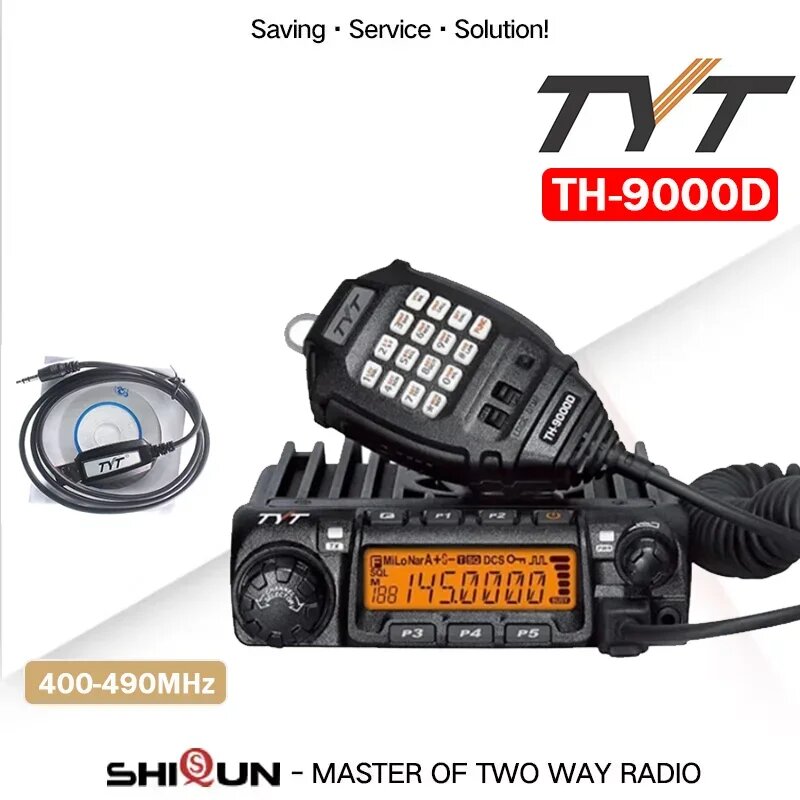 Мобильная станция автомобильного радиостанции TYT TH-9000D Plus VHF136-174MHz или UHF400-490MHz 220-260MHz Высокая мощность 60W 45W Автомобильные рации-ручки
