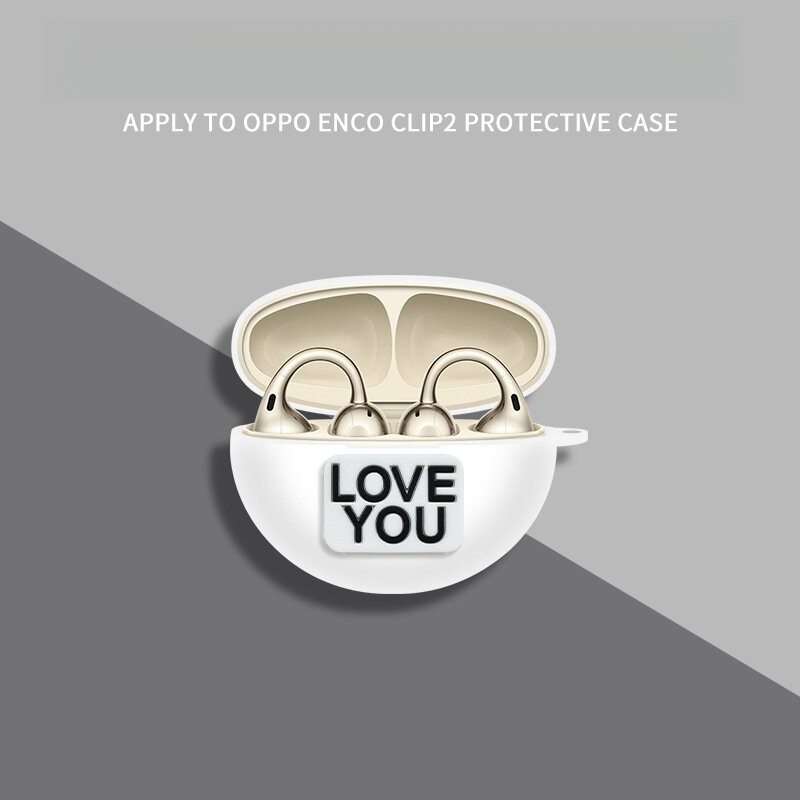 Чехол OPPO Enco Clip2 белый с Love, с карабином, для Enco Air5pro