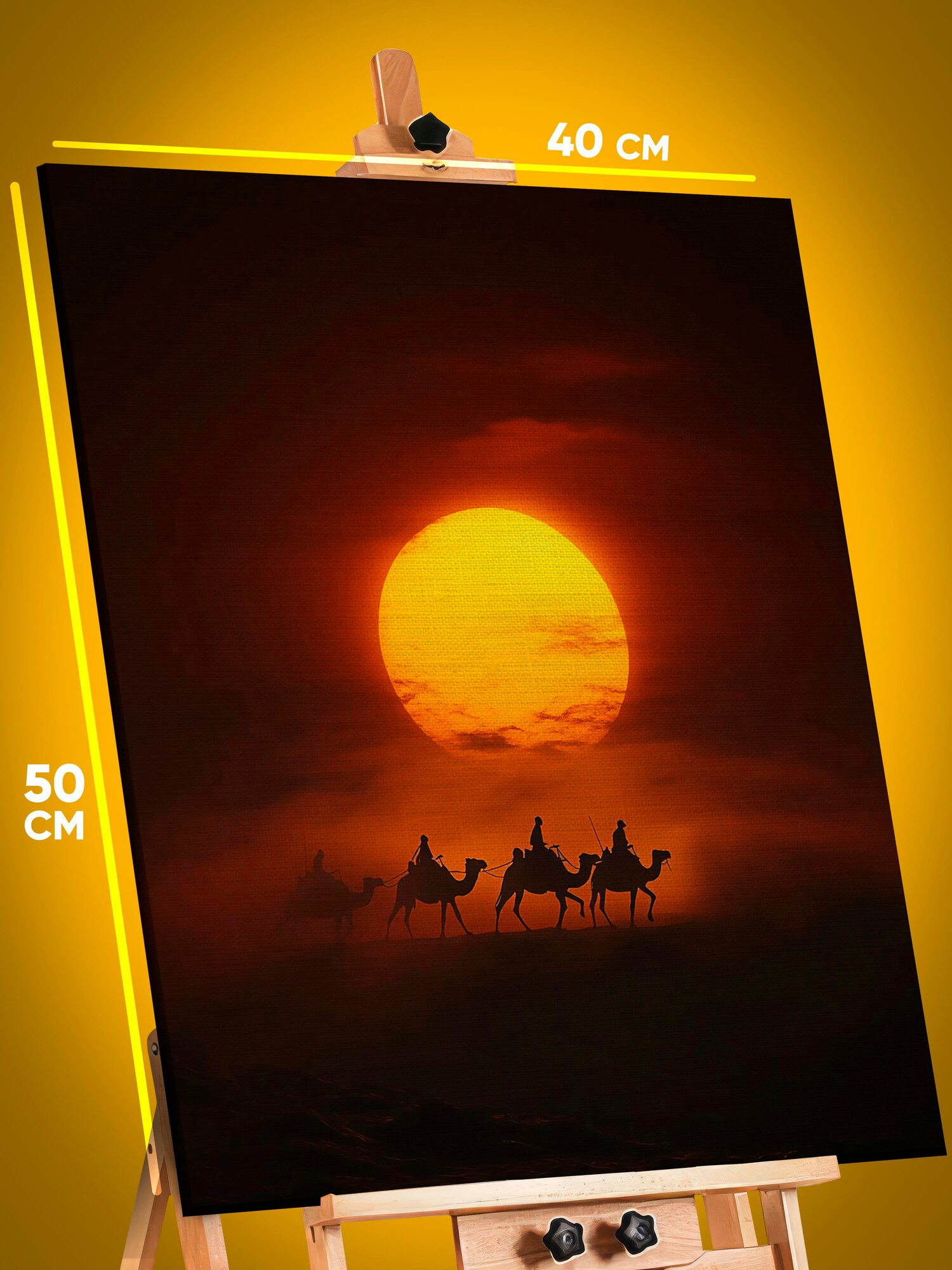 Картина на стену интерьерная на холсте с подрамником 40х50 Пейзаж природа пустыня верблюды