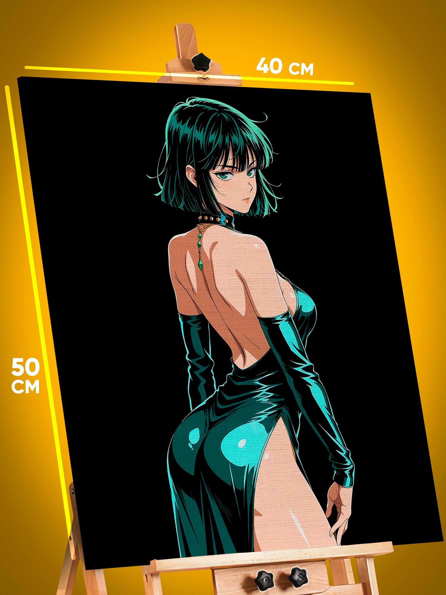 Картина на стену интерьерная на холсте с подрамником 40х50 One Punch Man Аниме Фубуки Метель ретро
