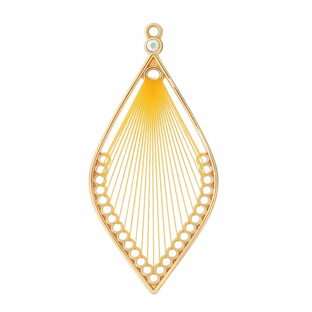 Подвеска-талисман BeDif лист, нить, Golden Yellow