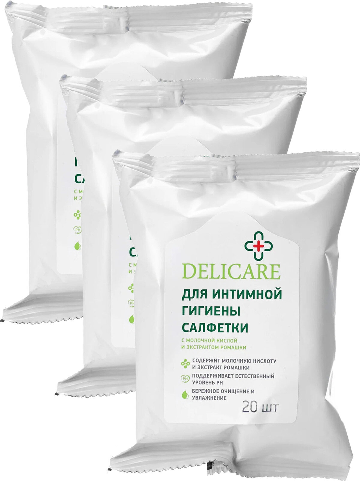 Салфетки влажные для интимной гигиены, с маслом ромашки, 20 шт х 3 уп