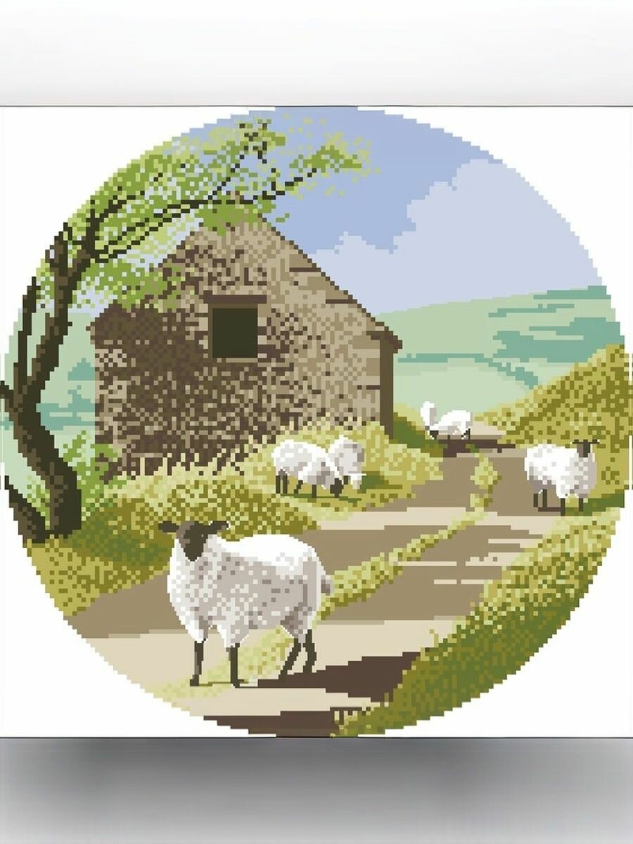 Bышивка крестиком для начинающих Amishop "Овечья тропа", 16CT Aida, 22 x 22 см, 140 x 140 стежка, 24 цветов, 100% хлопок