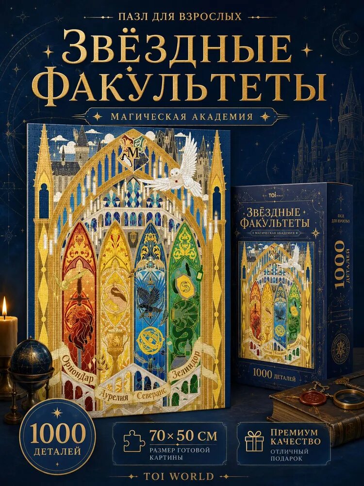 Гарри Поттер: Пазл 1000 элементов - Четыре Факультета в Сиянии Звезд