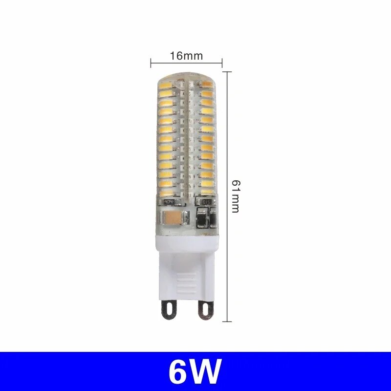 DSELCHUN Светодиодные лампы G9 3W/4W/5W/6W 220V холодный/теплый белый 6W, Warm white