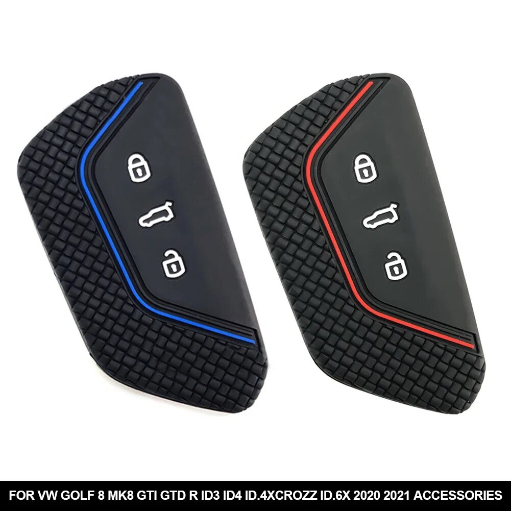 Силиконовый чехол для ключа VW Golf 8 GTI GTD R ID3 ID4 Blue Line