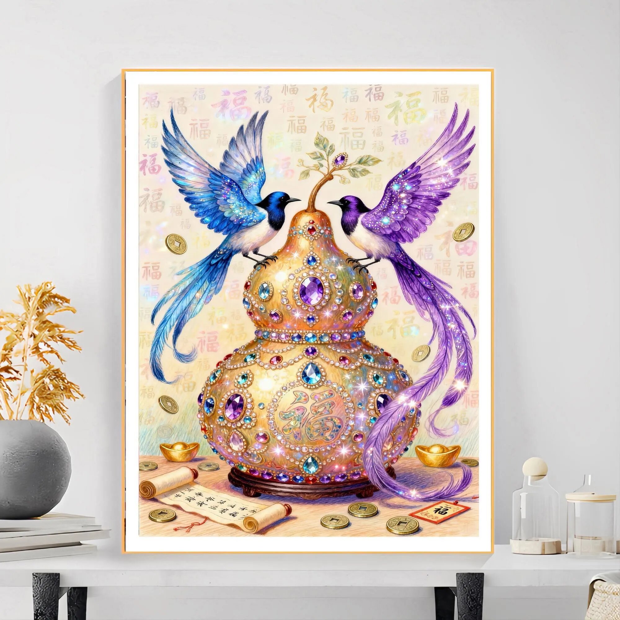 Наборы для вышивания крестом JOYAUTUM «Птицы», 58 цветов 11CT 50x67cm