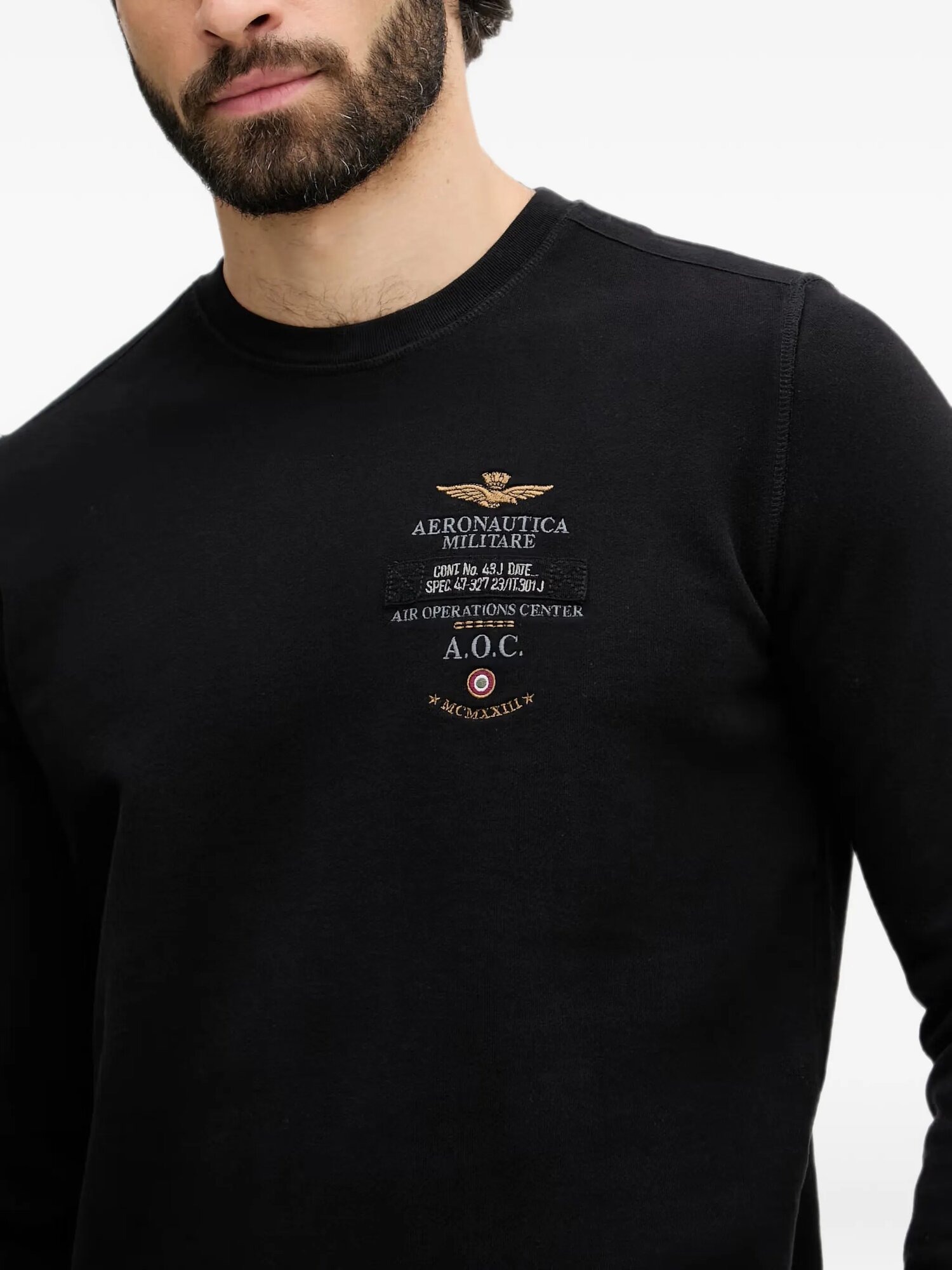 Свитер Aeronautica Militare Embroidered logo-patch sweater, размер 48, , черный — фото 1
