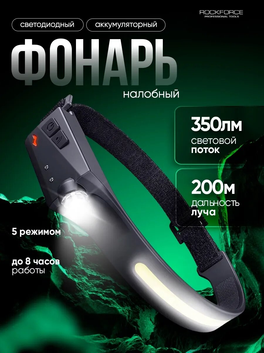 Фонарь налобный аккумуляторный светодиодный мощный LED