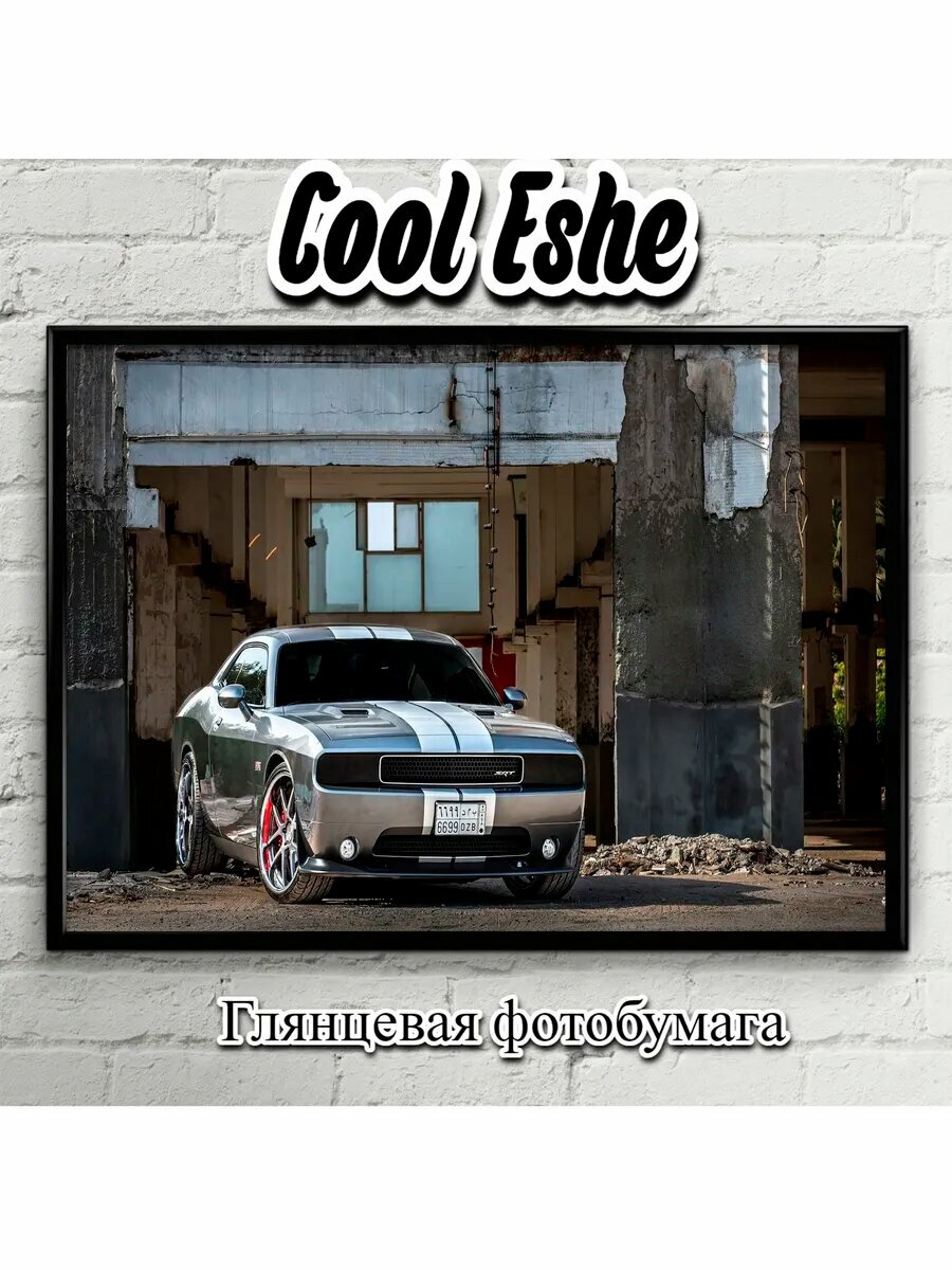 Постер "Dodge Challenger и развалины" А2
