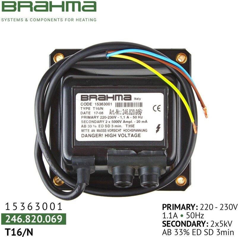 Индукционный трансформатор розжига Brahma T16/N 15363001