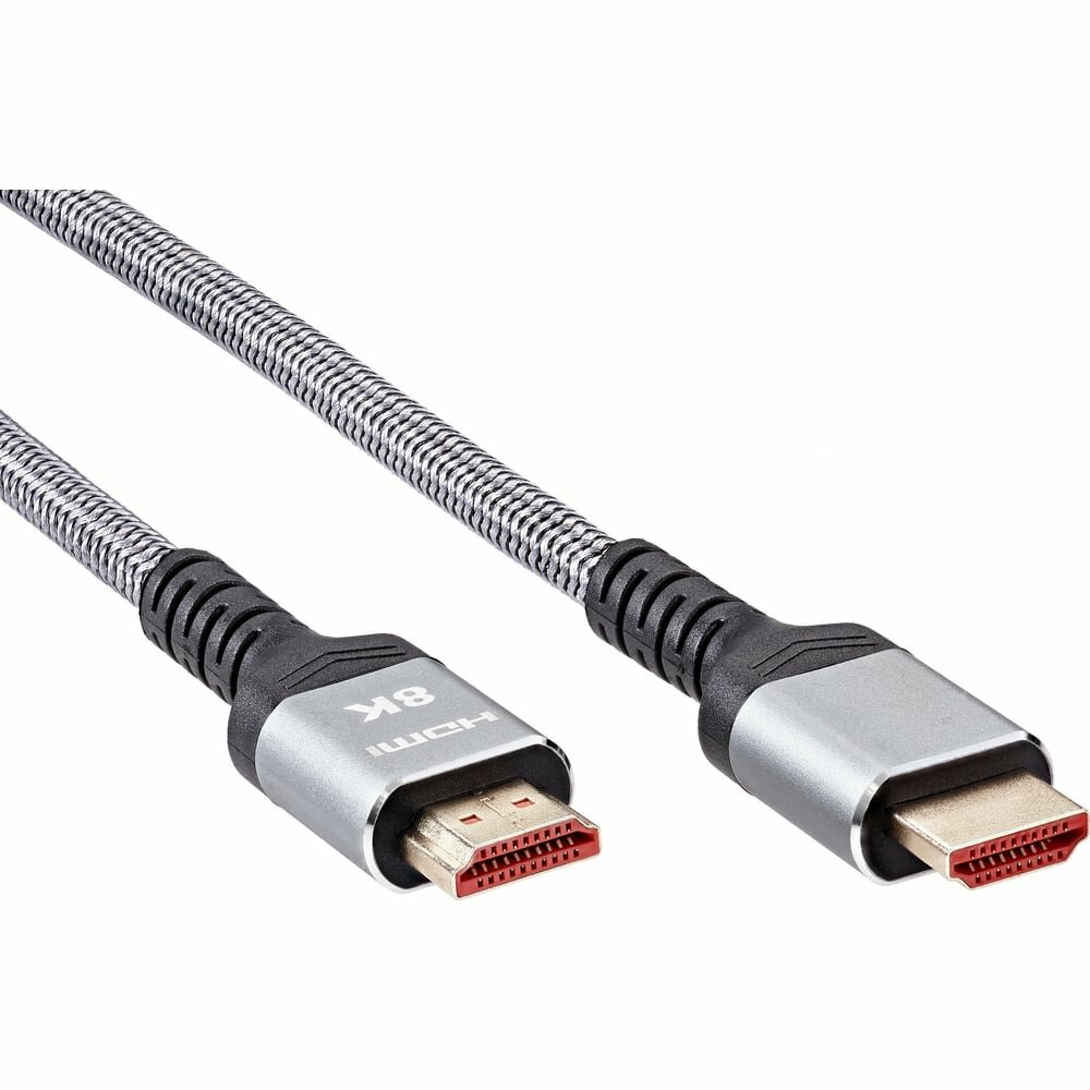 Кабель hdmi 19m/m ver 2.1 AOpen/Qust 8k 60hz оплетка 5m серый ACG859A-5.0