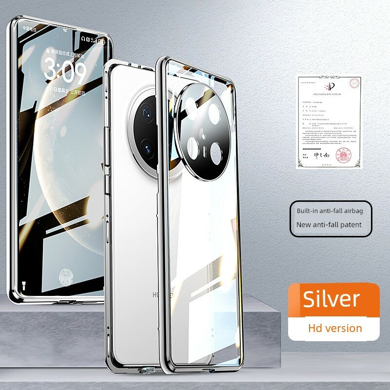 Прозрачный защитный чехол для Huawei Mate 70, серебристый, полная защита объектива, ударопрочный