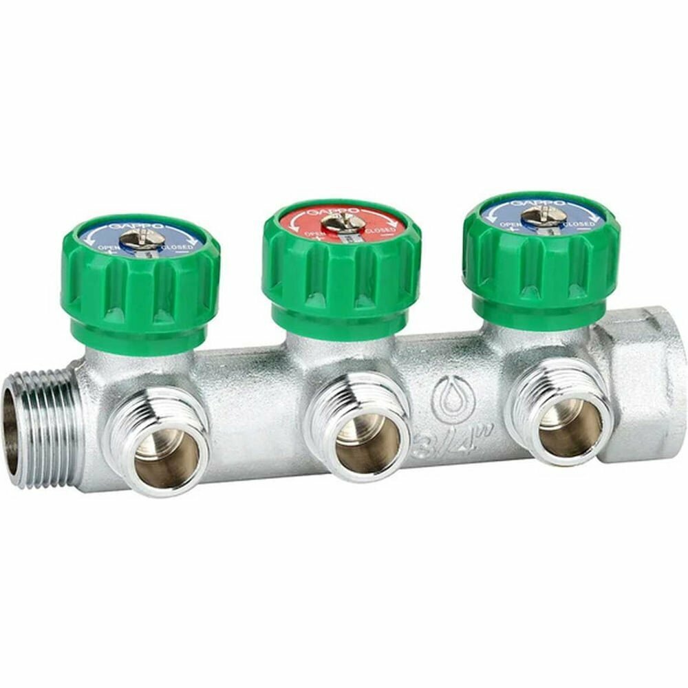 Коллектор Gappo ВР-НР 3/4"x1/2"x3 регулирующий "Плоское уплотнение" (G1001.03)