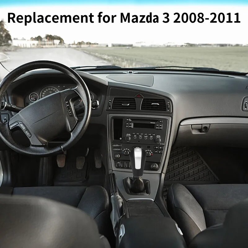 Черная Матовая Ручка КПП для Mazda3 2008-2011, Искусственная Кожа, Автомобильная Эмблема — фото 1