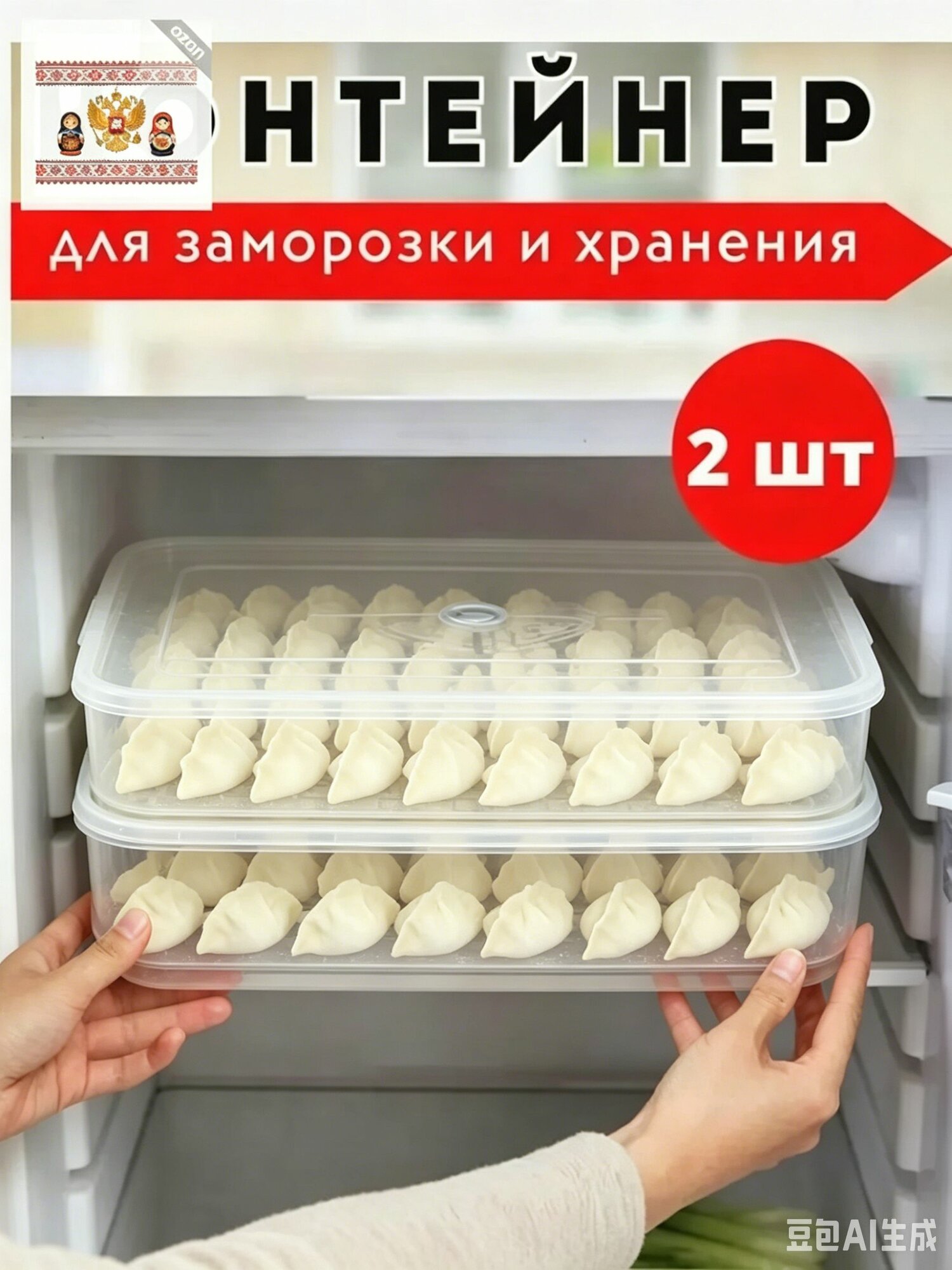 Контейнер пищевой, 2 шт для хранения продуктов