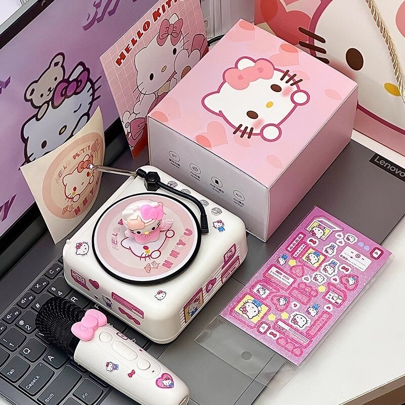 Hello Kitty Bluetooth Karaoke Speaker с 1 микрофоном Мини-размер Милая декоративная модель H3 для домашнего