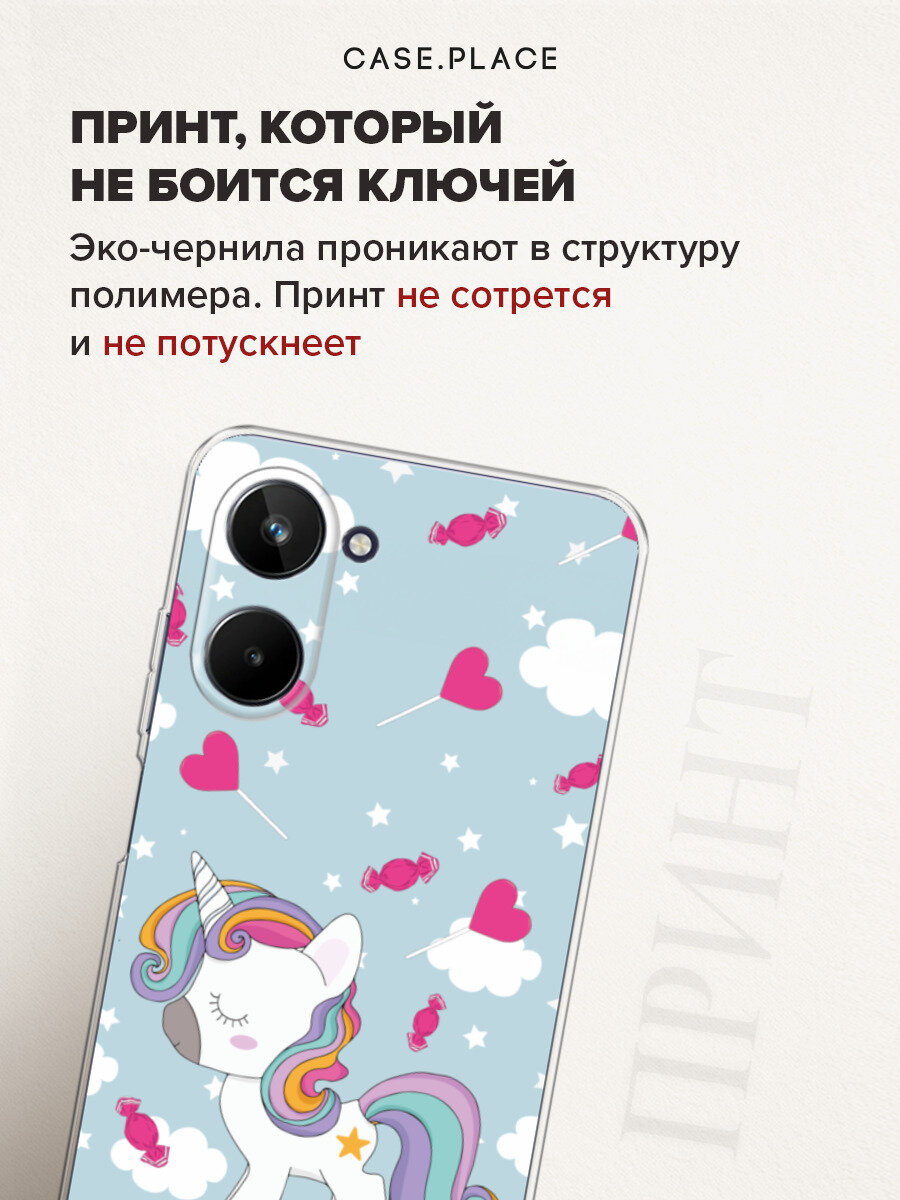 Чехол на Realme 10 4G / Реалми 10 4G с принтом "Сладкий единорожек" — фото 1