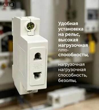 Розетка на ДИН-рейку (DIN) без заземления, РД-47, белая.