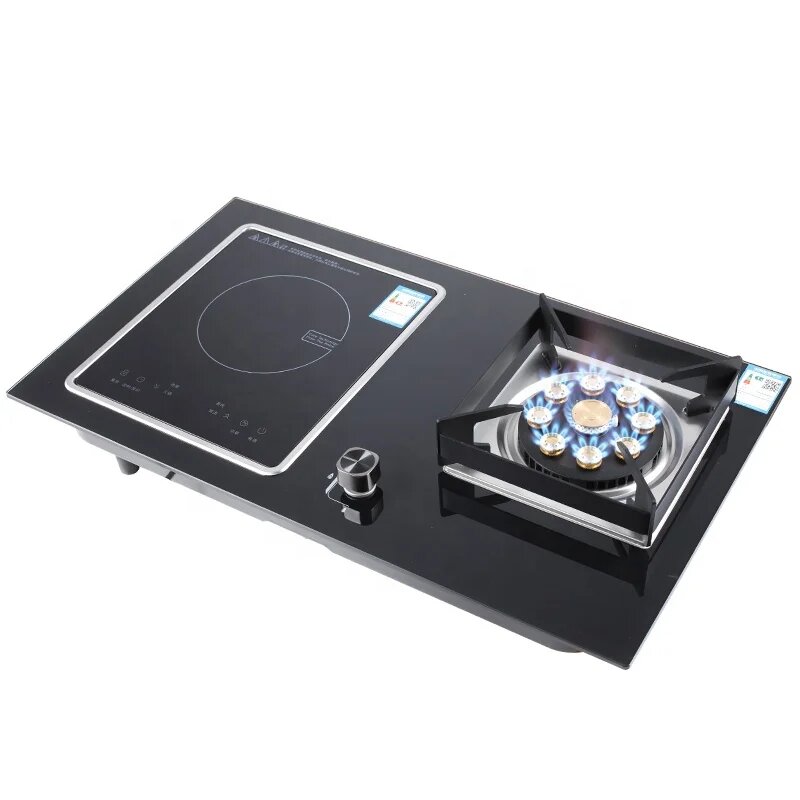 Кухонная плита с двумя индукционными конфорками National Electric Gas Stove с закаленным стеклянным покрытием, совместимая с газом LPG, встроенная для домашнего использования, для гаража